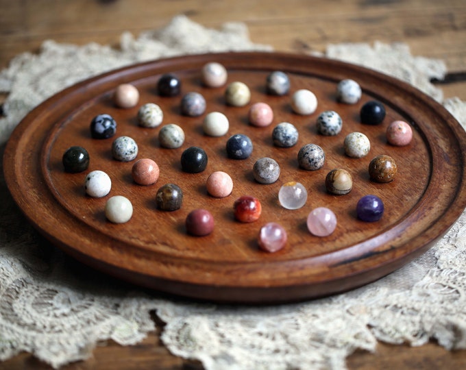 Antique French Solitaire Game Hand Carved Board Stone Marble Balls - Etsy