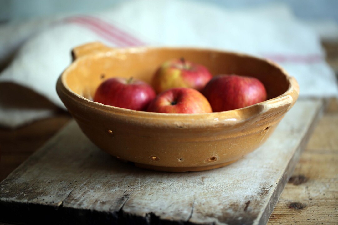 Large Antique Rustic French Kitchen Ceramic Faisselle Cheese Mould Whey ...