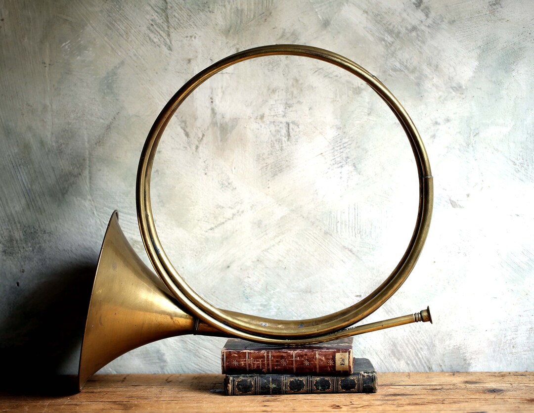 Antique French Brass Hunting Horn Bugle Vintage Trumpet Musical ...