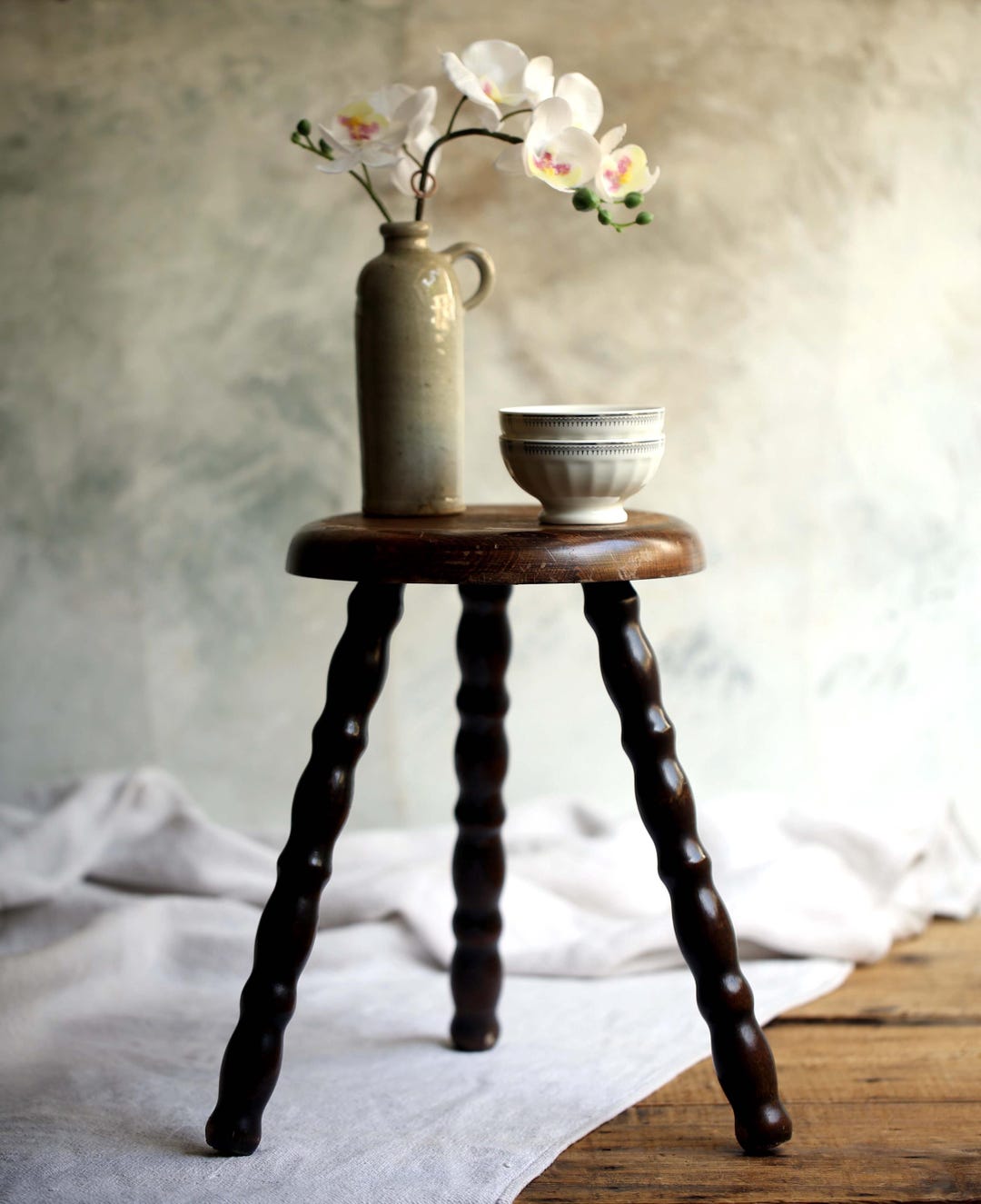 French Milking Stool Milkmaid Stool Rustic Wooden Three Legged ...
