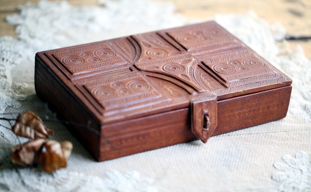 Antique Embossed Leather Box African Tooled Tuareg Keepsake Chest - Etsy