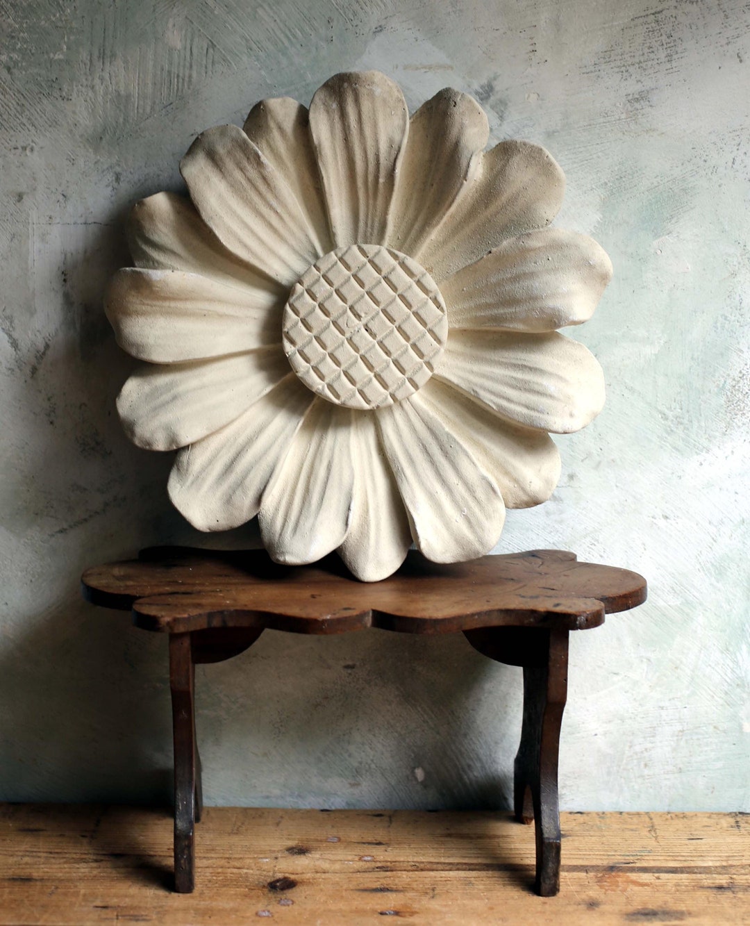 Large Antique Plaster Flower French Ceiling Medallion Round Plaque ...