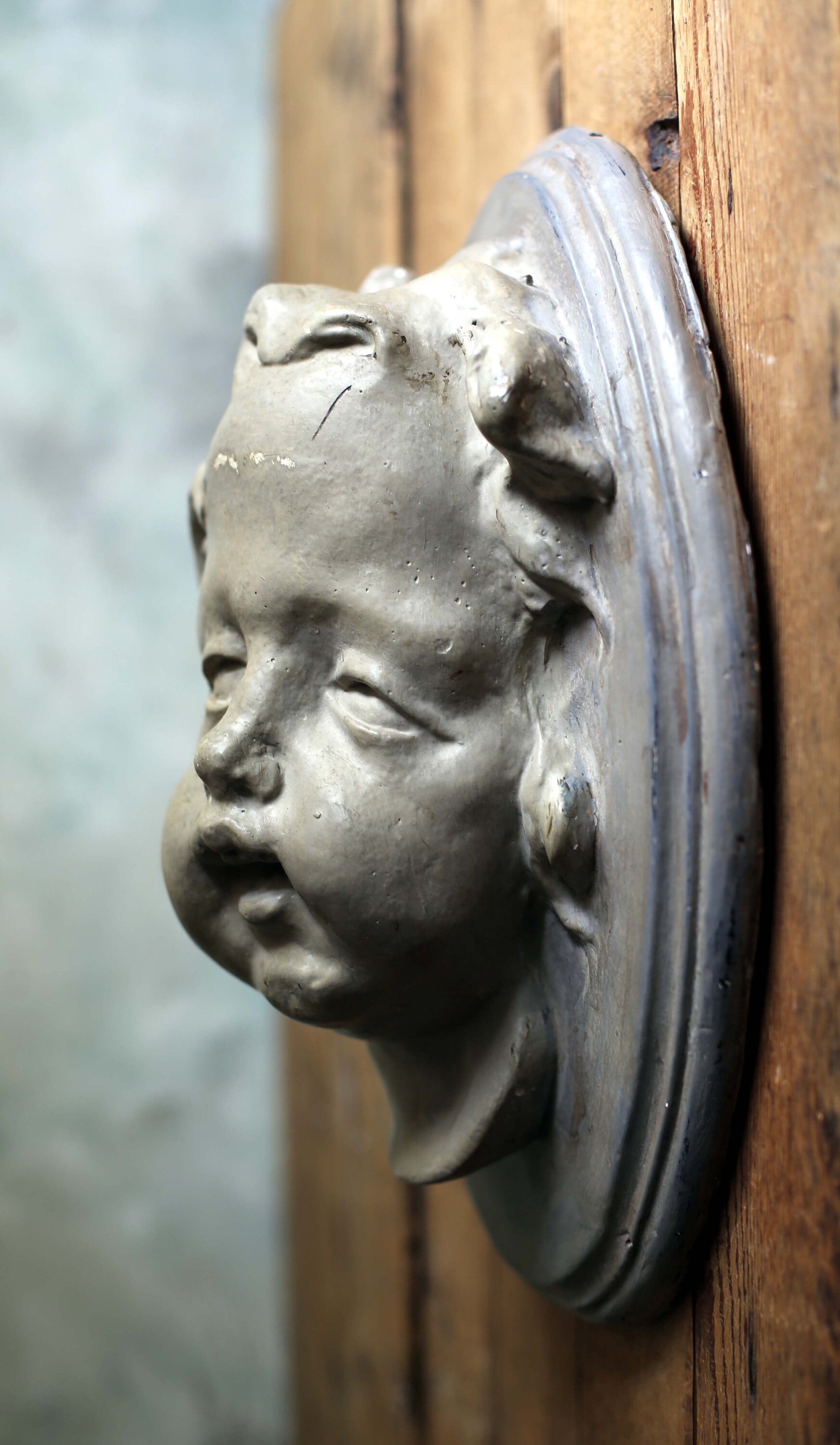 Large Antique Cherub Wall Plaque Angel Face High Relief Cupid Hanging ...
