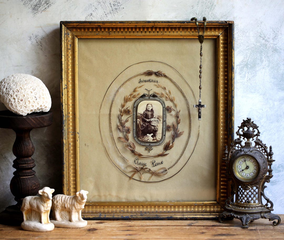Antique French Memento Mori Hair Reliquary: Child Souvenir, Napoleon ...
