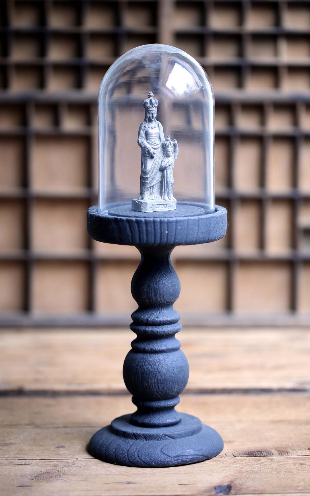 Glass Dome Shrine Reliquary Niche With Antique French Saint Anne ...