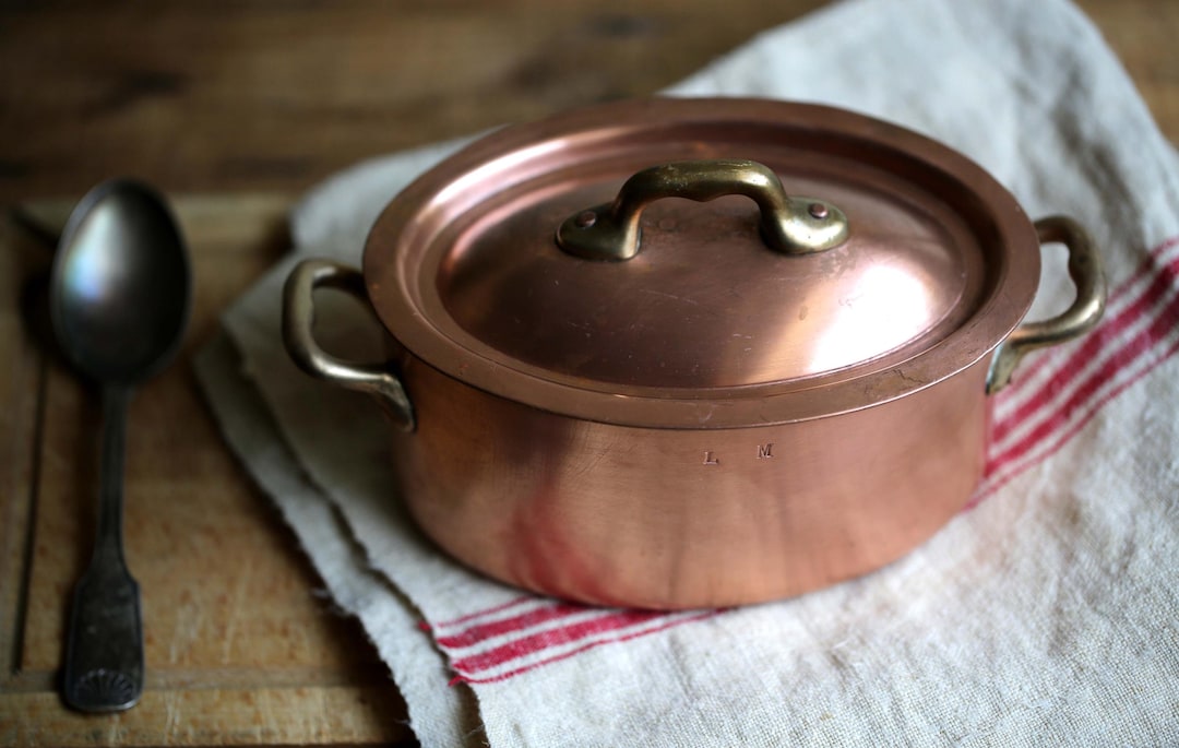Antique French Copper Cocotte Pan: Small Oval Dutch Oven, Monogrammed ...