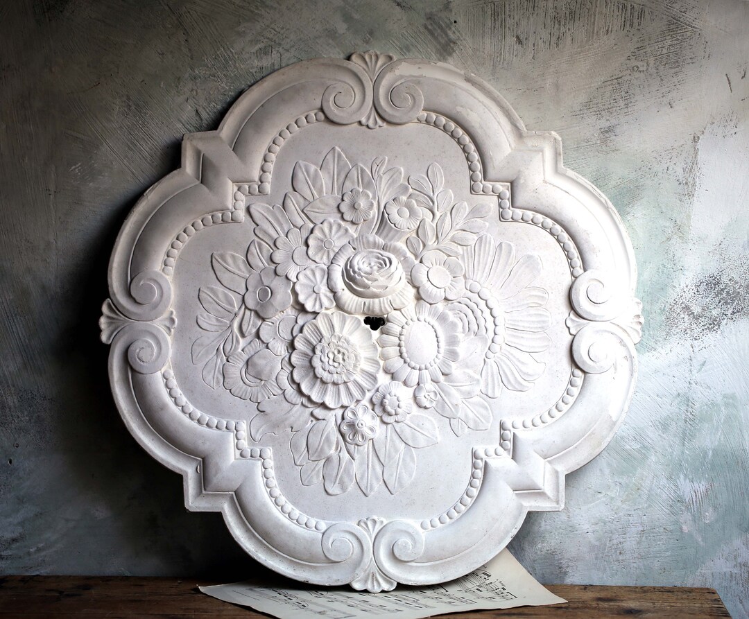 Large French Ceiling Medallion Round Molding Floral Rococo Plaster Rose ...
