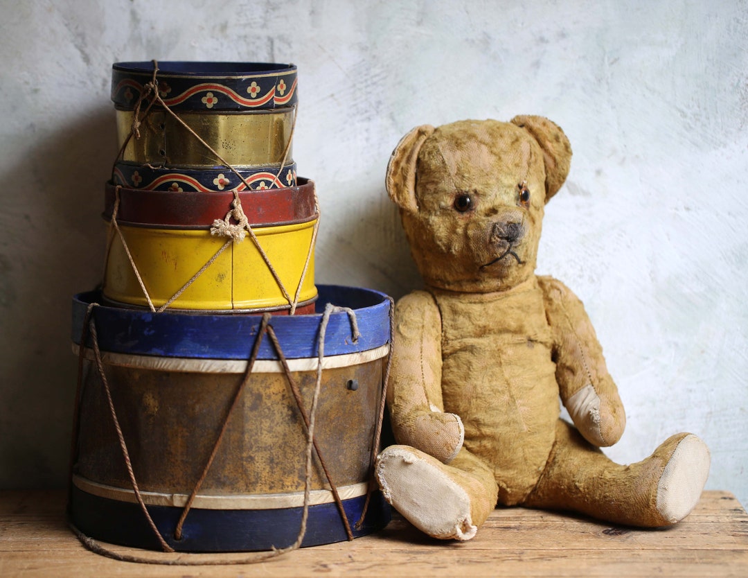 3 Antique Toy Drums Child's Drum French Tin Musical Instrument - Etsy