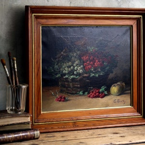 Original Still Life Oil Painting by Constantin Leroux Fruit on Canvas ...