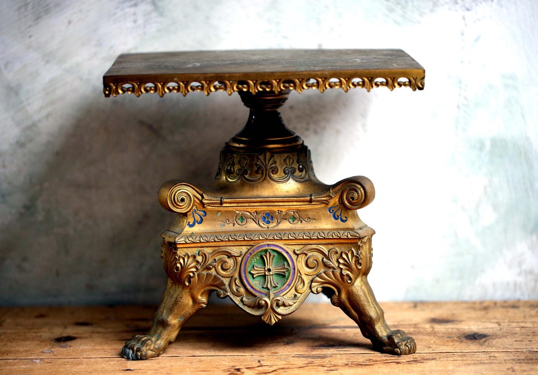 Church Alter Riser Host Table Religious Antique Display Stand 19th ...