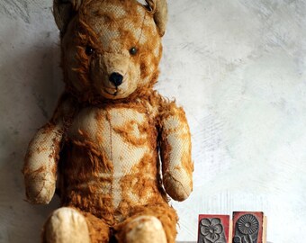 Old French Teddy Bear, French Vintage Stuffed Bear for Child's Bedroom ...