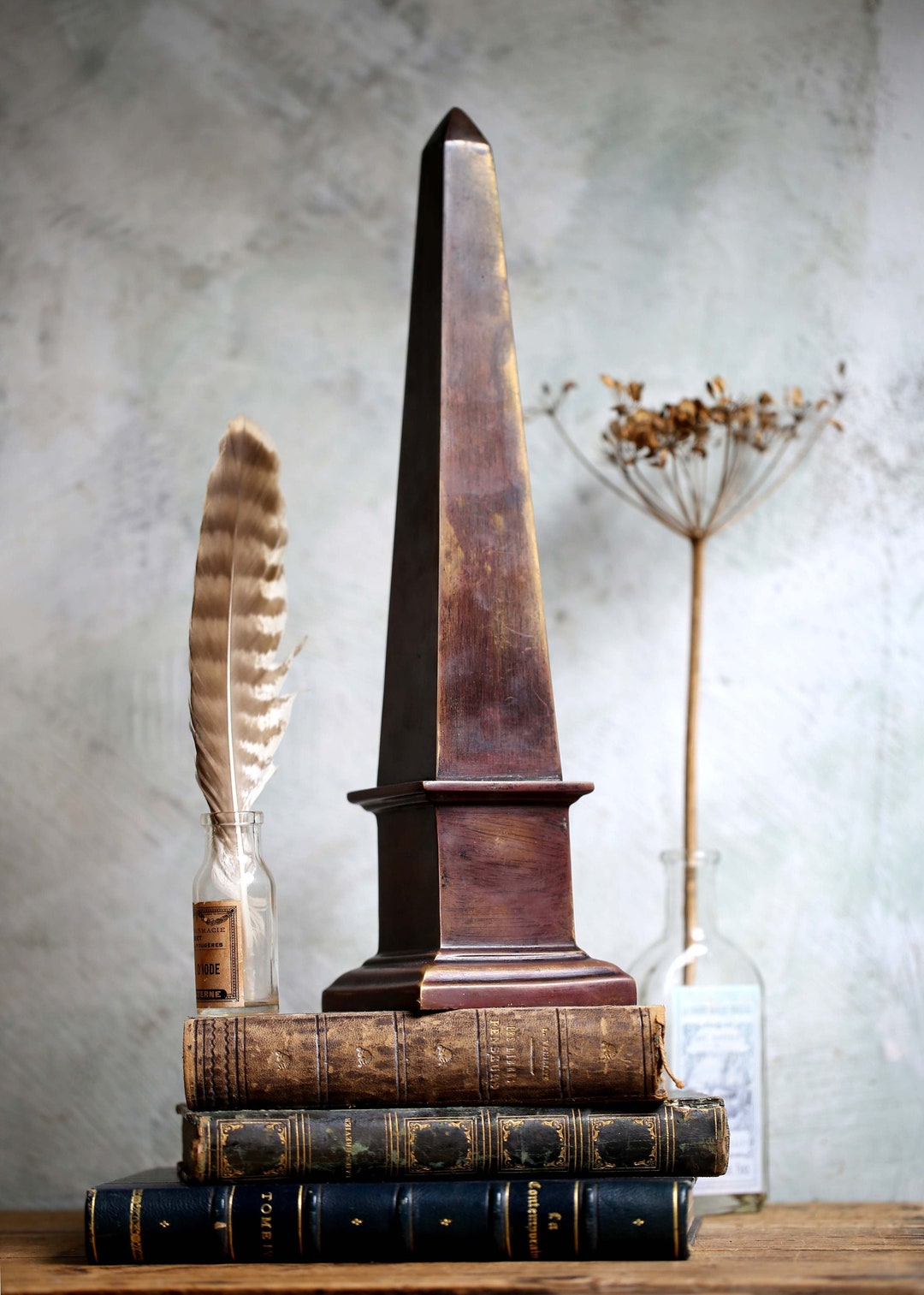 Antique Bronze Obelisk Desk Ornament Grand Tour Neoclassical Style ...