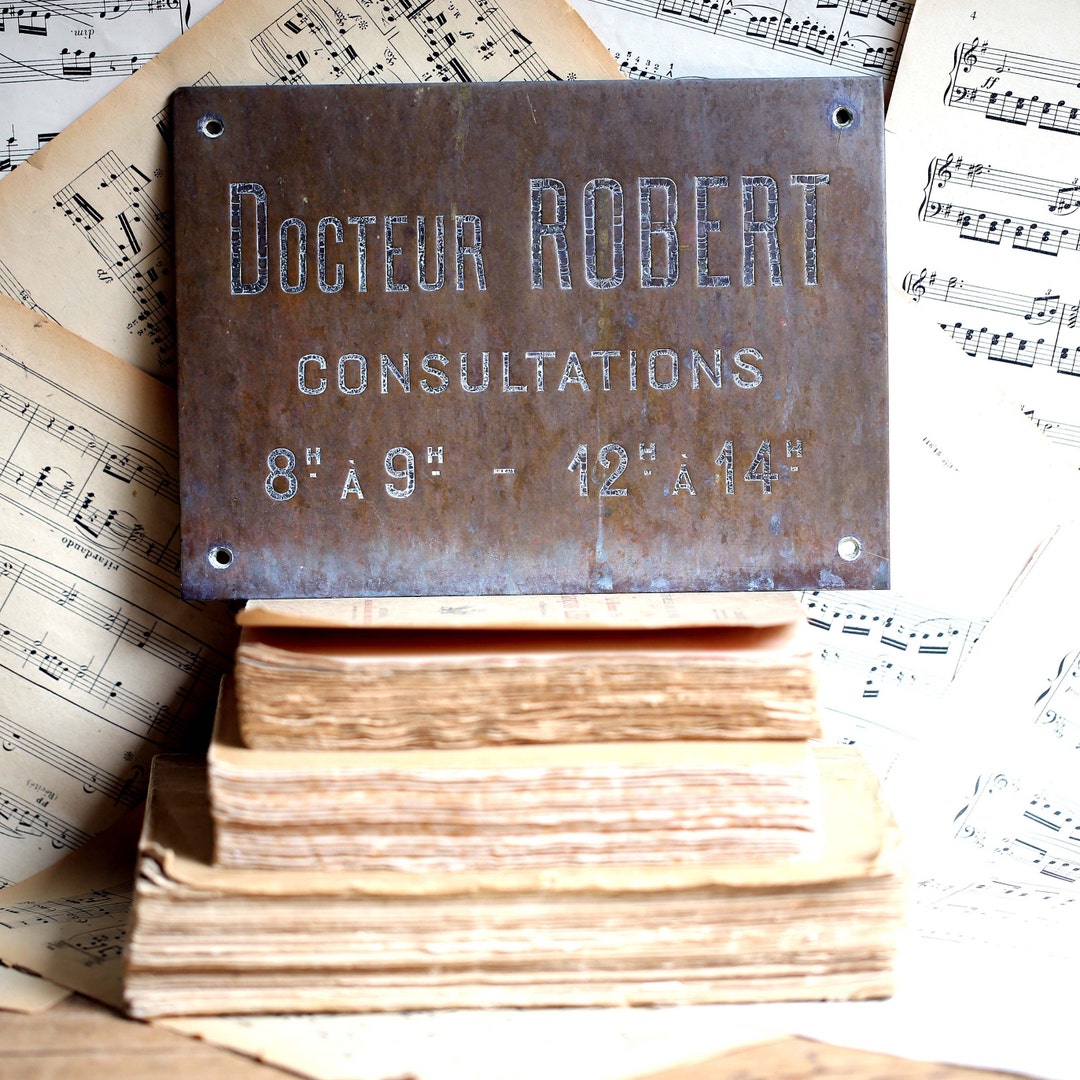Antique Bronze Doctors Sign French Drs Plaque Docteur ROBERT ...
