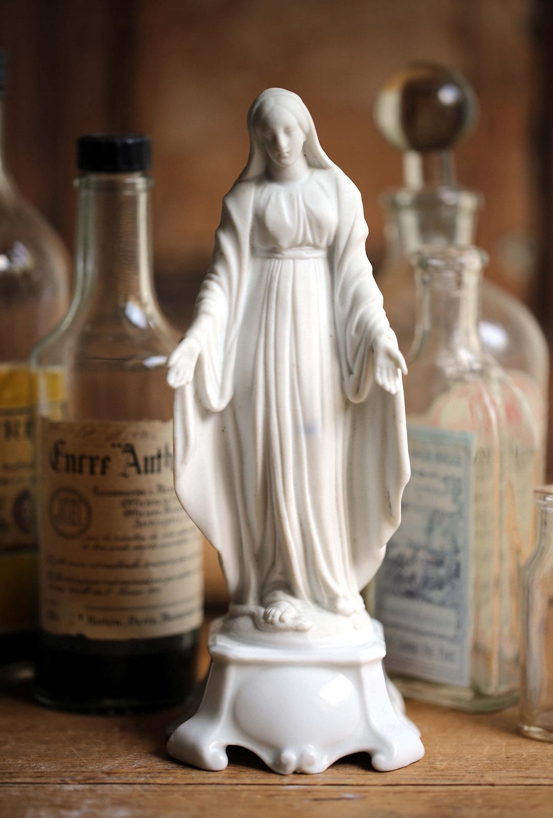 French Antique Virgin Mary Statue Biscuitware Madonna Our Lady of the ...