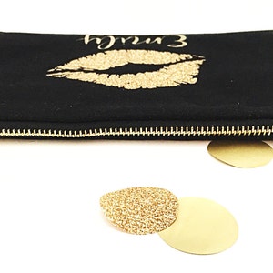 Custom Makeup Bag With Glitter Lip | Personalized Makeup Bag Bridesmaid ...