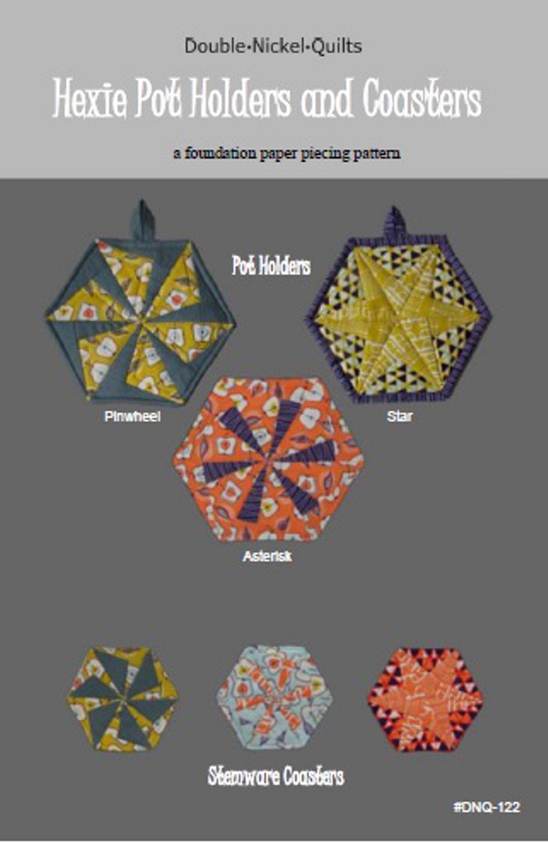 Hexagon Pinwheel Potholder & Coaster PDF Pattern: Foundation Paper ...