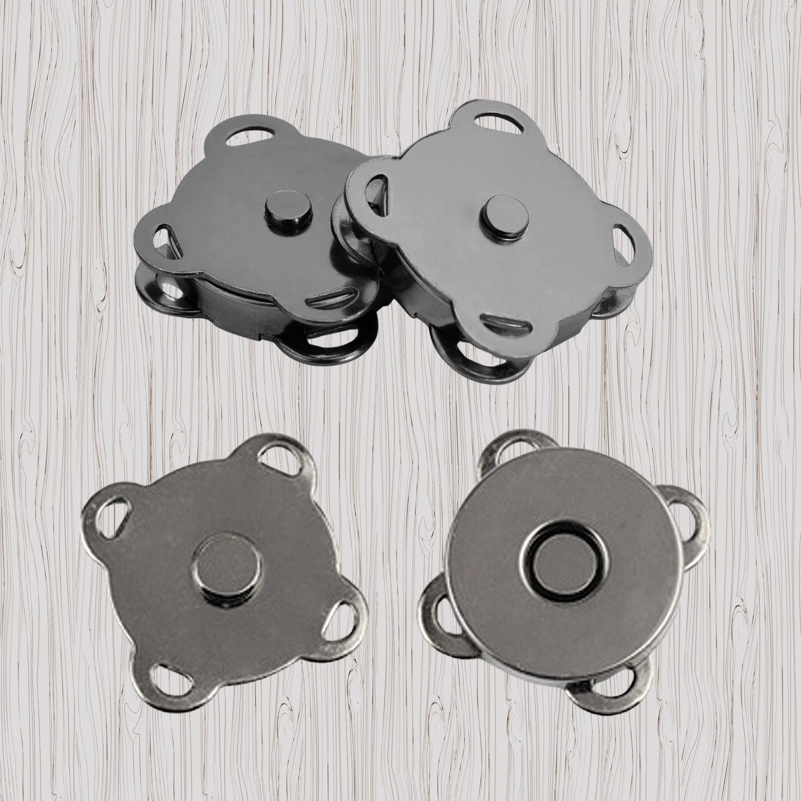 Sew in Magnetic Snap Fasteners 15mm Black Square Clasp Button Metal ...