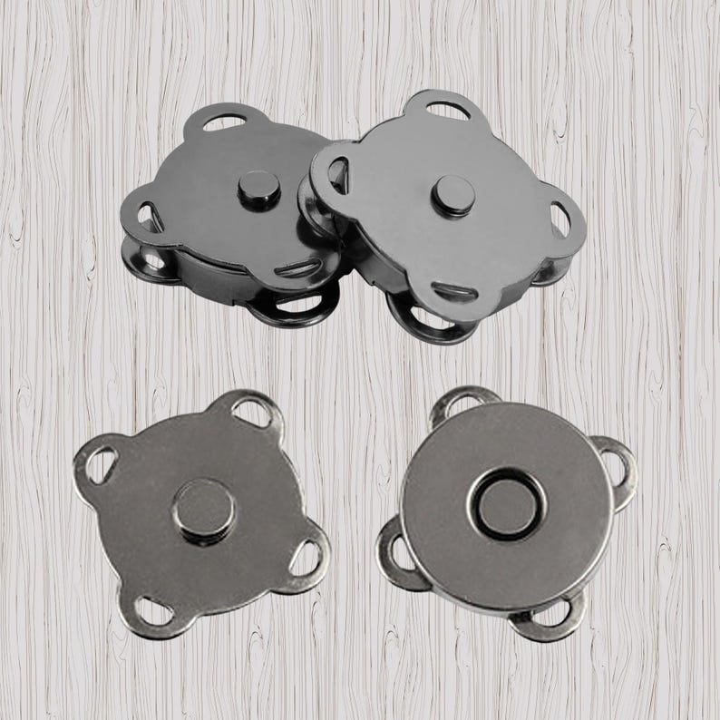 Sew in Magnetic Snap Fasteners 15mm Black Square Clasp Button Metal ...