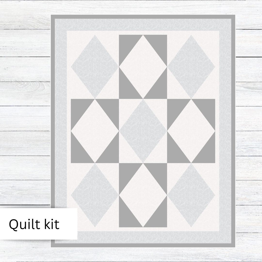 3 Yard Quilt Kit-diamond Dust Quilt in Gray and White Fabric-includes ...