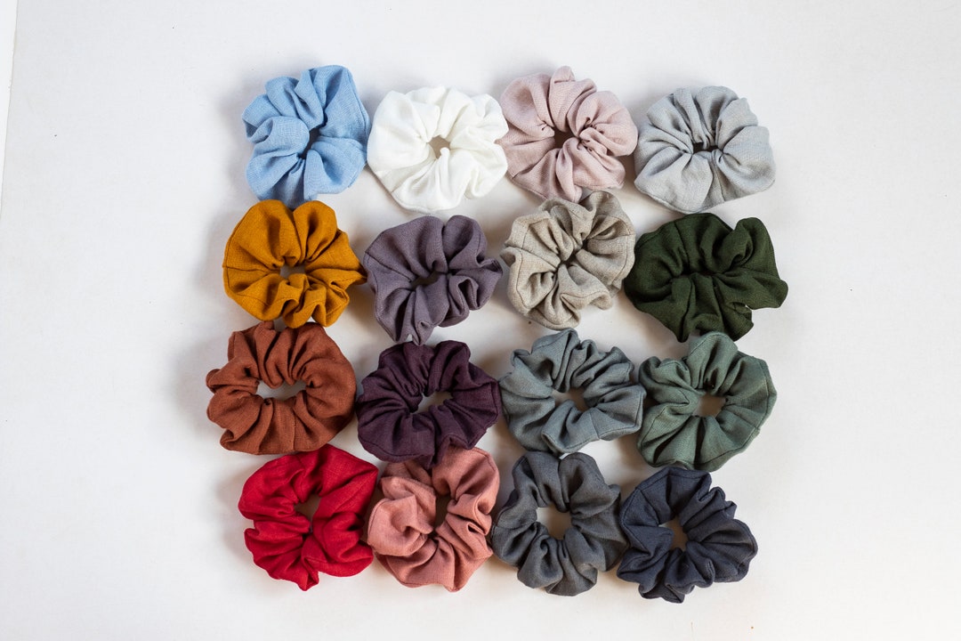 Hair Scrunchie Ponytail Holder Linen Hair Scrunchies Variety of Colors ...