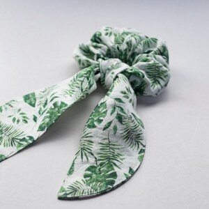 Ponytail Holder Greenery Bow Scrunchie Linen Hair Scrunchies Greenery ...