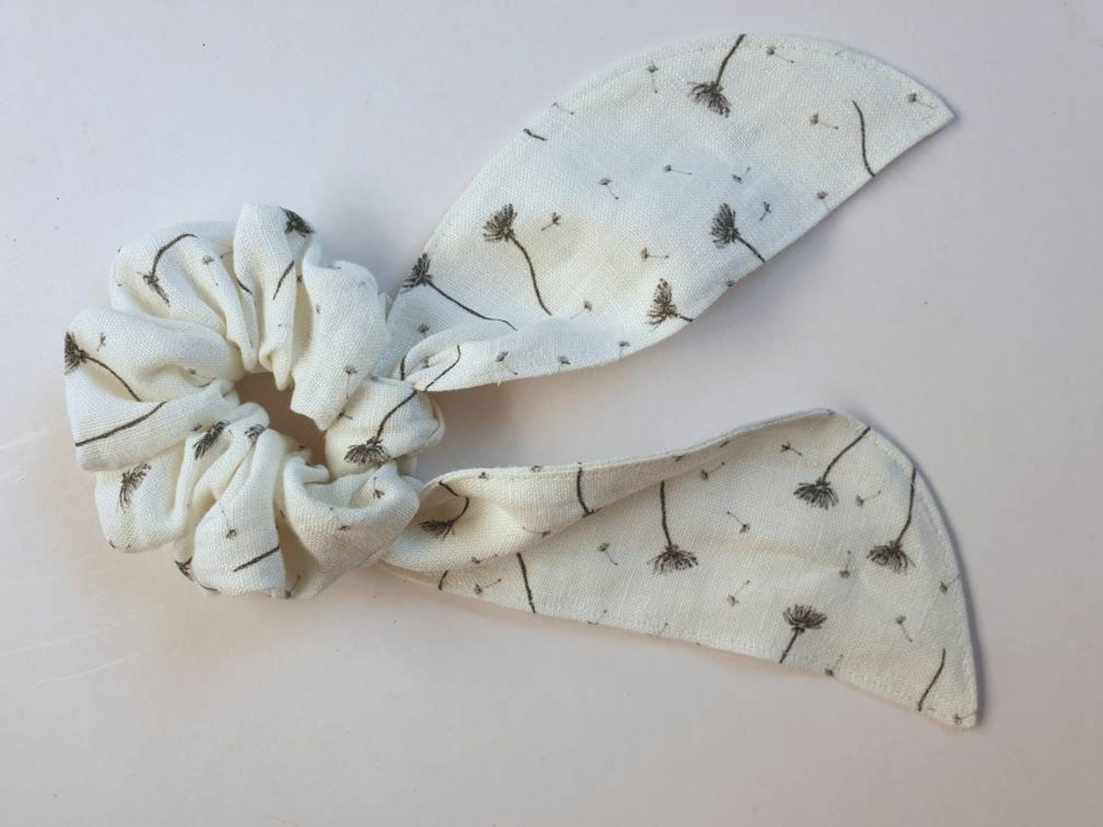 Dandelion Bow Scrunchie Hair Wrap Linen Scrunchie With Bow - Etsy