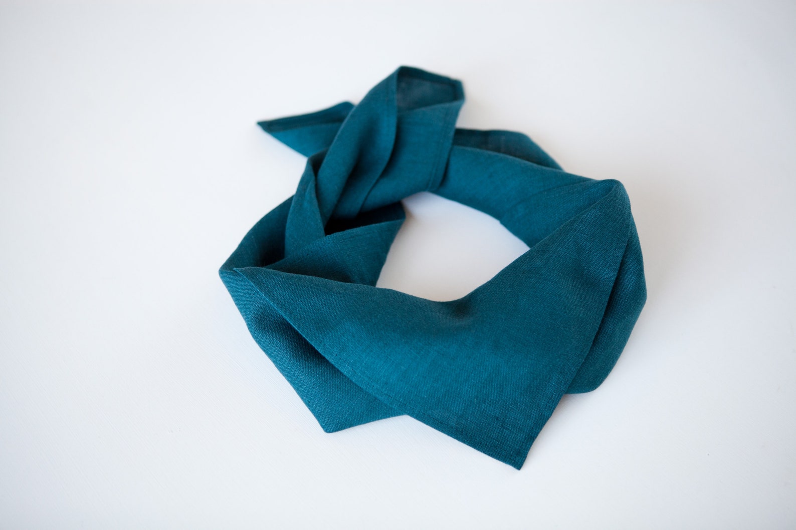 Teal Blue Linen Bandana Headwrap Yoga Headband Wristband - Etsy