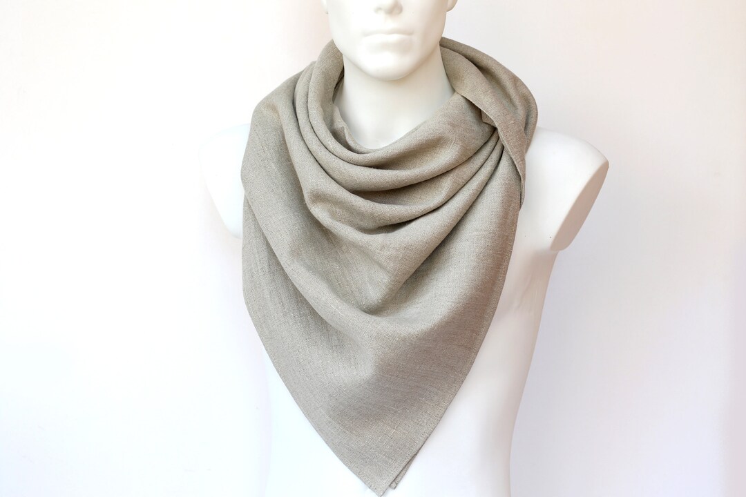 Oversized Linen Bandana Natural Linen Square Boho Scarf - Etsy