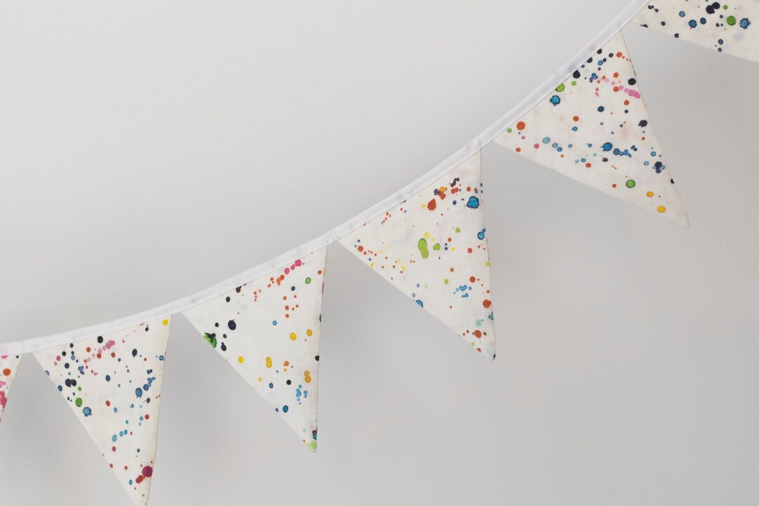 Watercolor Splash Linen Pennant Banner Outdoor Bunting - Etsy