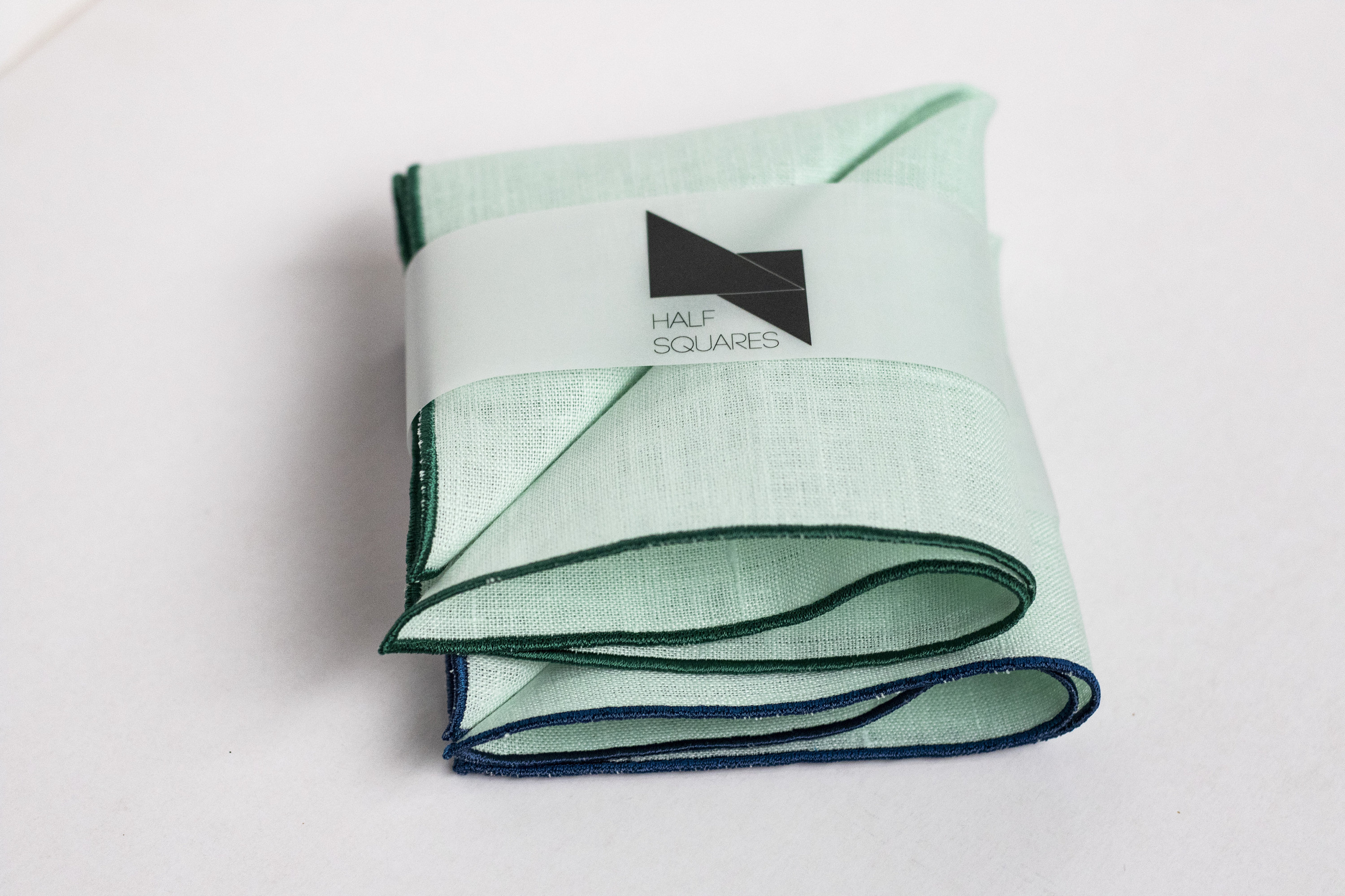 Pocket square mint green with dark green or navy edge men | Etsy