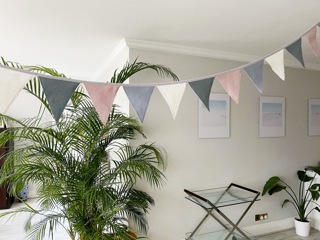 Pastel Linen Triangle Banner, Mixed Color Party Decor - Etsy