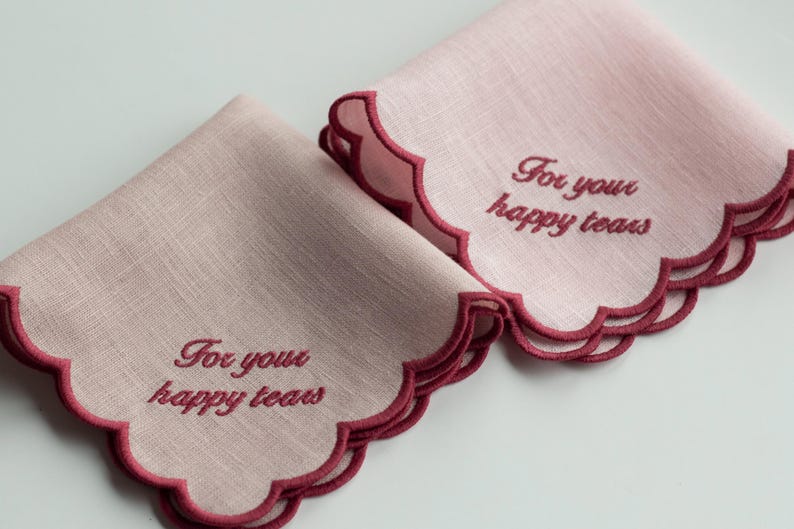 Blush Pink or Baby Pink Linen Wedding Handkerchief – for Your Happy ...