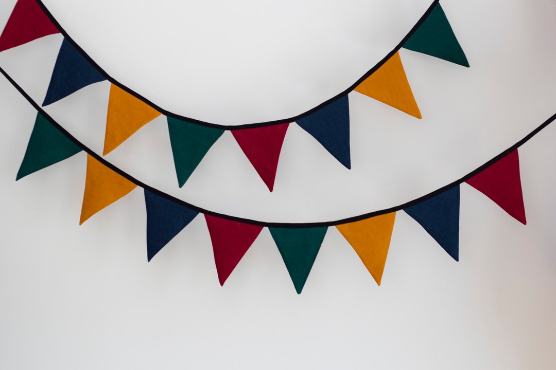 Linen Triangle Banner, Mixed Color Pennant Garland - Etsy