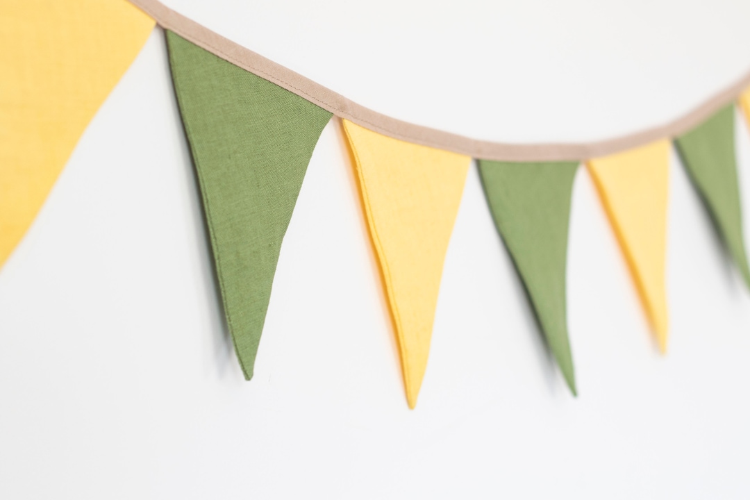 Pastel Yellow and Green Outdoor Bunting Party Banner Triangle Banner ...