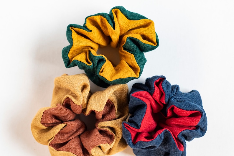 Two Colors Hair Scrunchie Ponytail Holder Linen Hair - Etsy