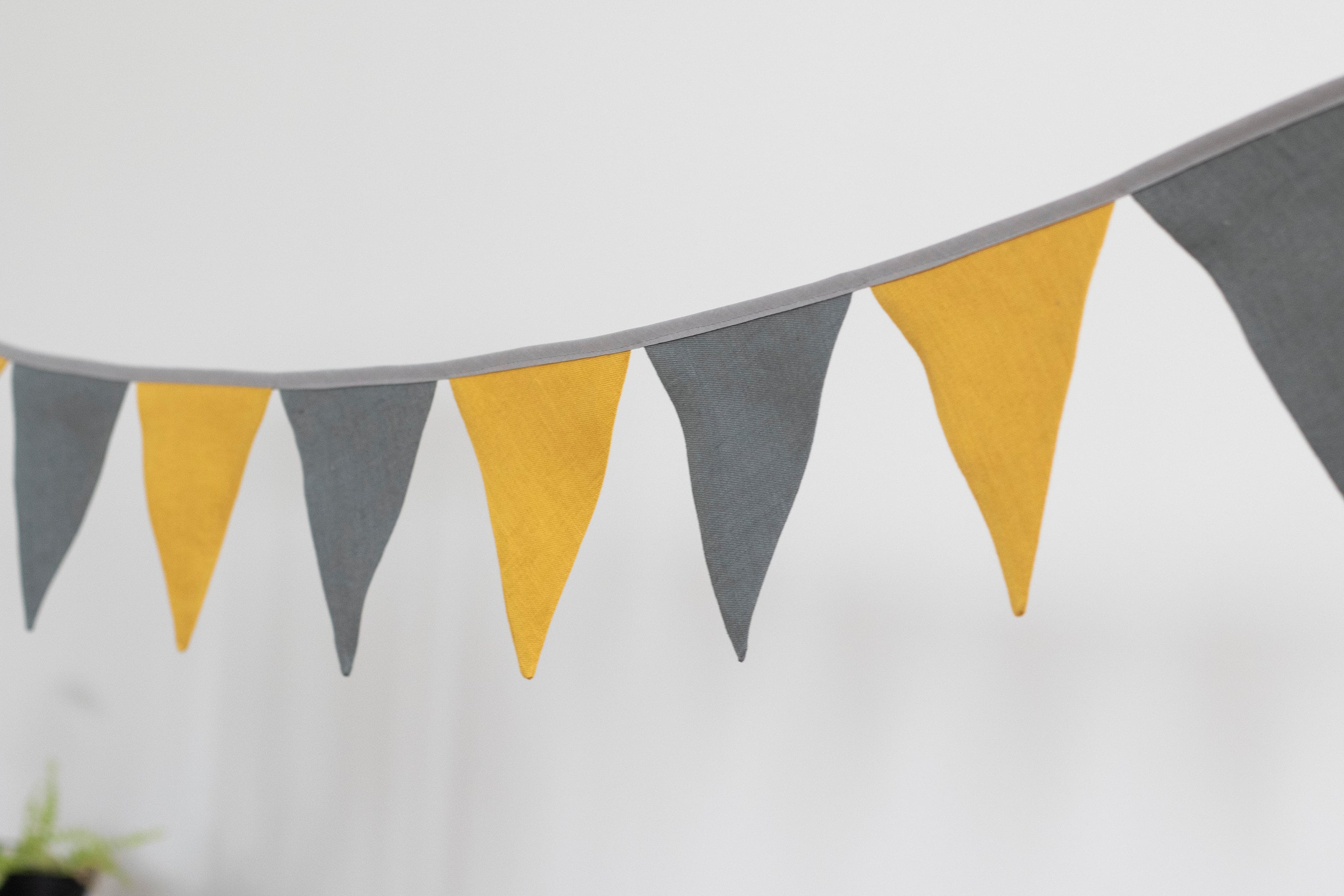Yellow and gray banner Party banner Triangle banner Outdoor | Etsy