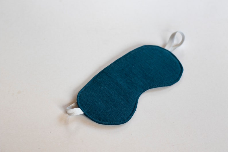 Teal Blue Linen Sleep Mask, Reusable Slumber Mask - Etsy