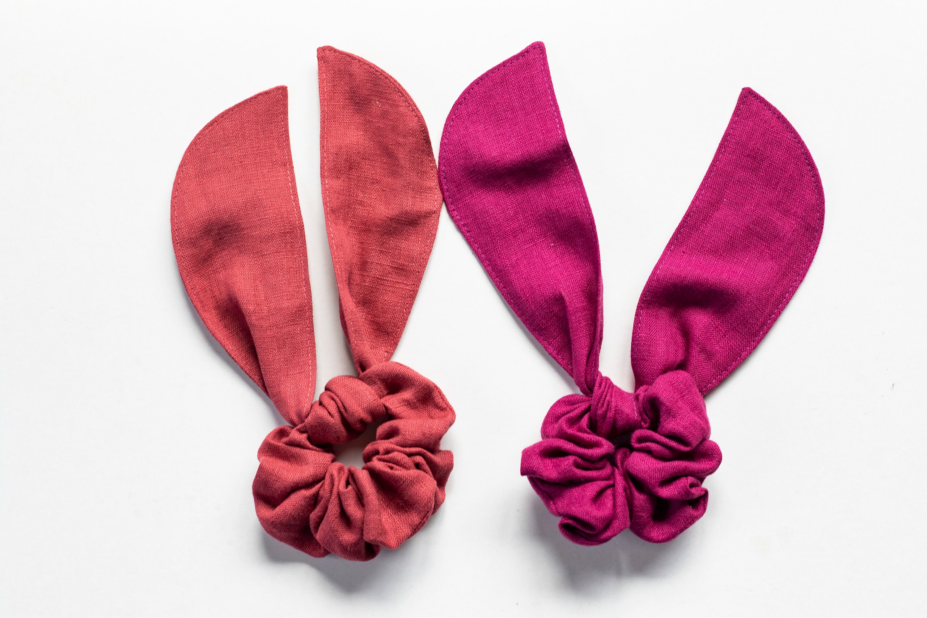 Pink Scrunchie Ponytail Holder Linen Hair Scrunchies Small Bow - Etsy