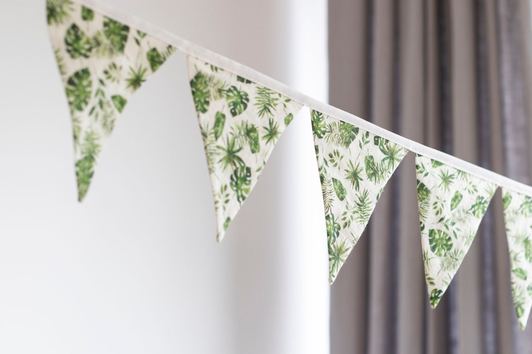 Rustic Linen Pennant Greenery Banner - Handmade Home Decor for a ...