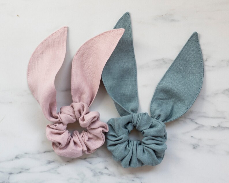 Pale mint bow scrunchie Hair wrap Linen scrunchie with bow | Etsy