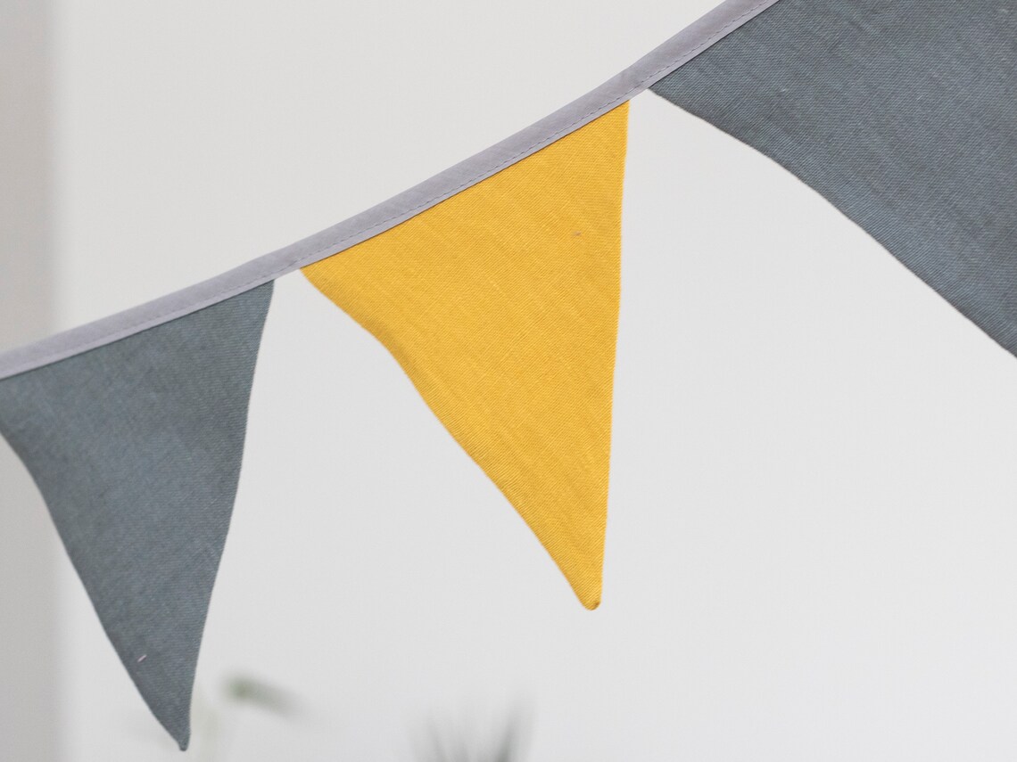Yellow and Gray Banner Party Banner Triangle Banner Outdoor - Etsy