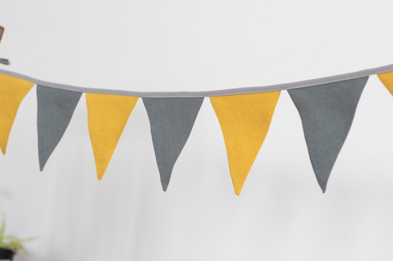 Yellow and Gray Banner Party Banner Triangle Banner Outdoor | Etsy