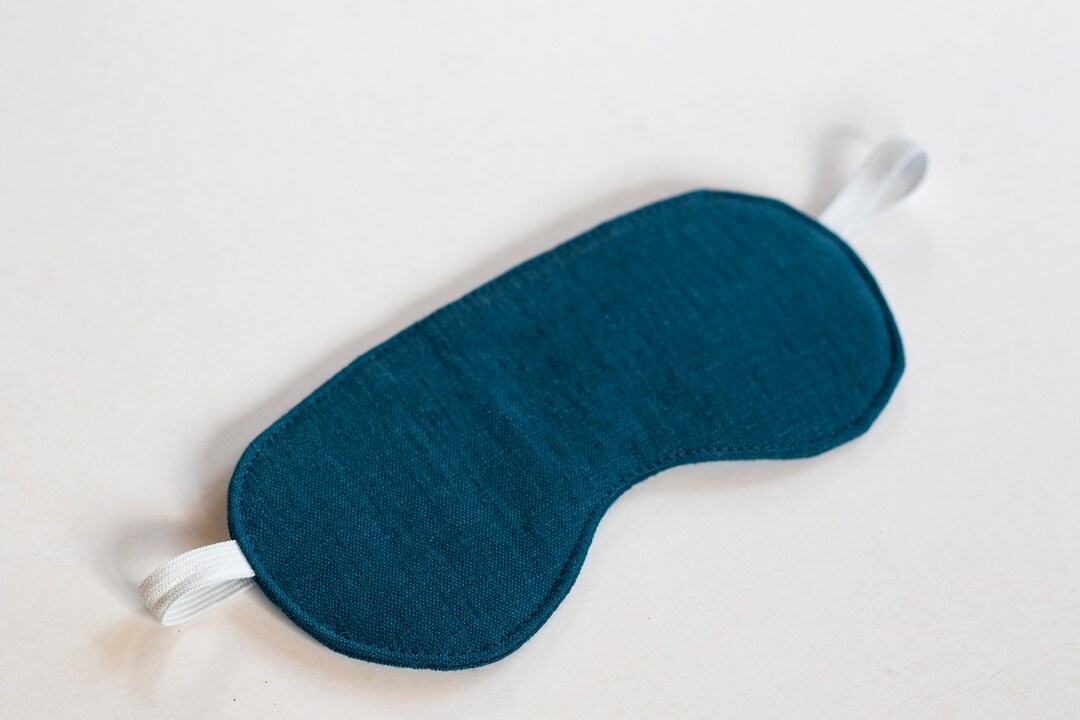 Teal Blue Linen Sleep Mask, Reusable Slumber Mask - Etsy