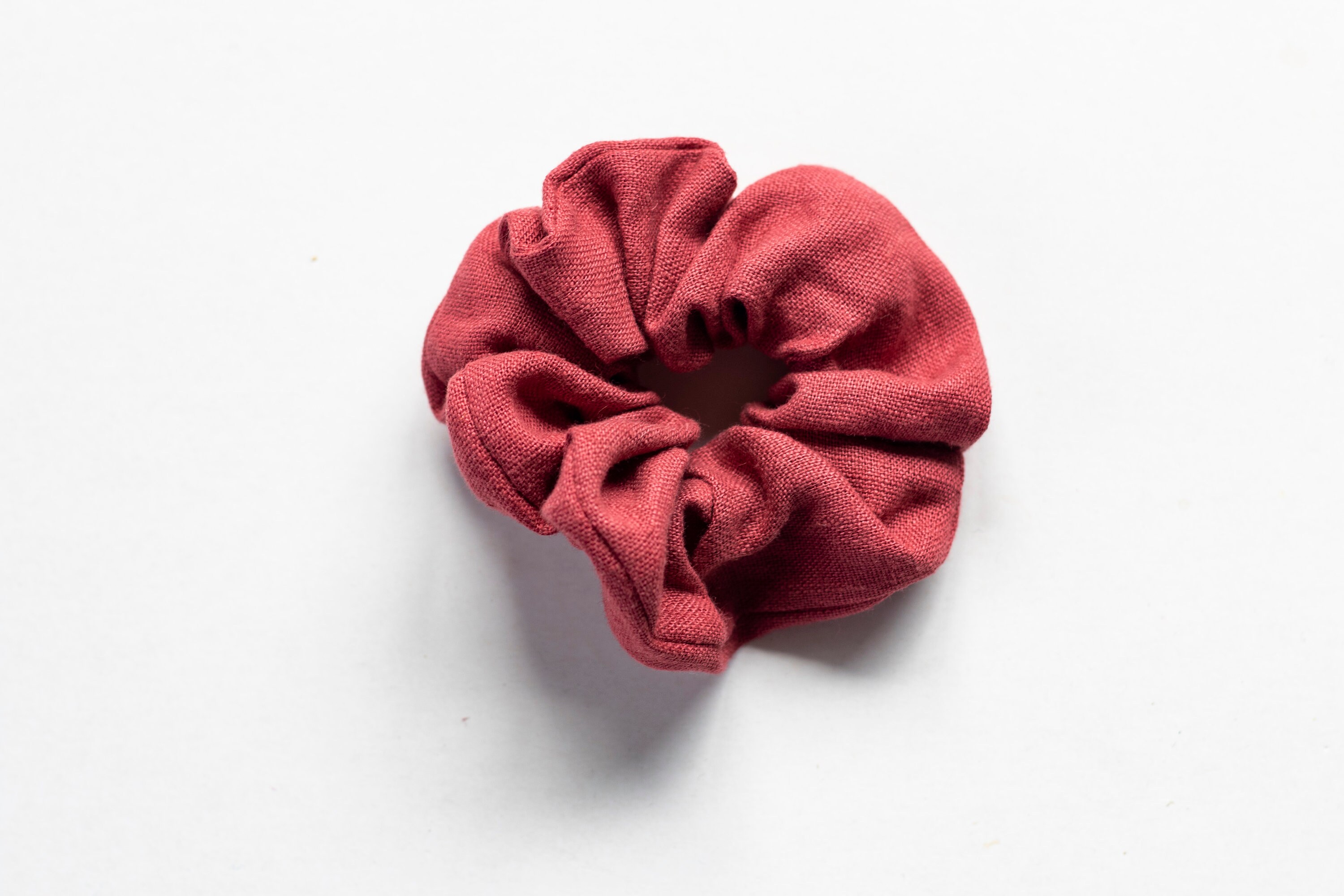 Pink Scrunchie Ponytail Holder Linen Hair Scrunchies Small Bow - Etsy