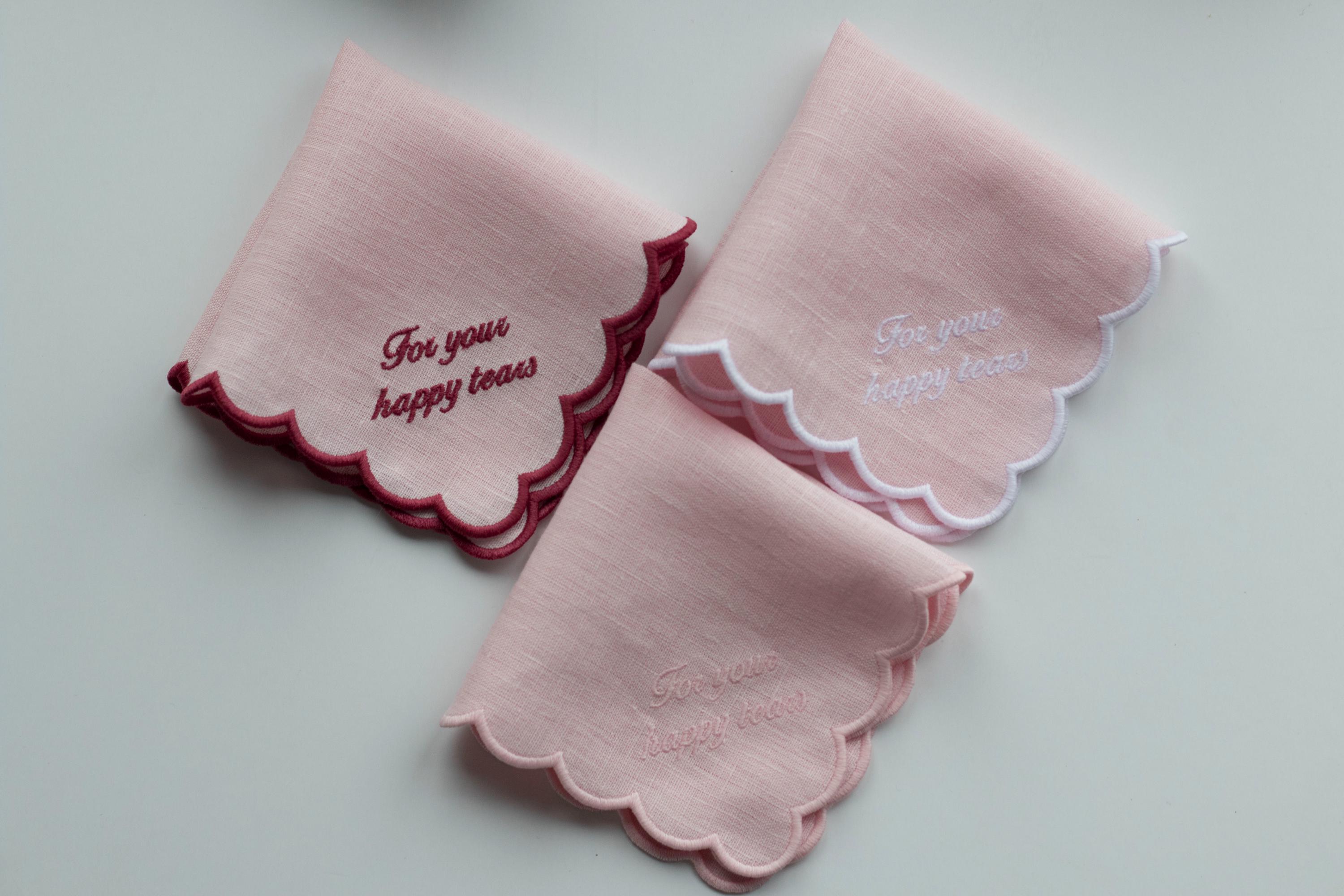 Blush Pink or Baby Pink Linen Wedding Handkerchief – for Your Happy ...