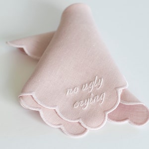 No Ugly Crying Hankie Scallop Handkerchief Bridal Hankie 10x10'' Size ...