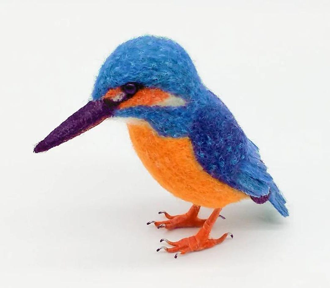 Needle Felted Kingfisher: Handmade Wool Bird Sculpture - Etsy
