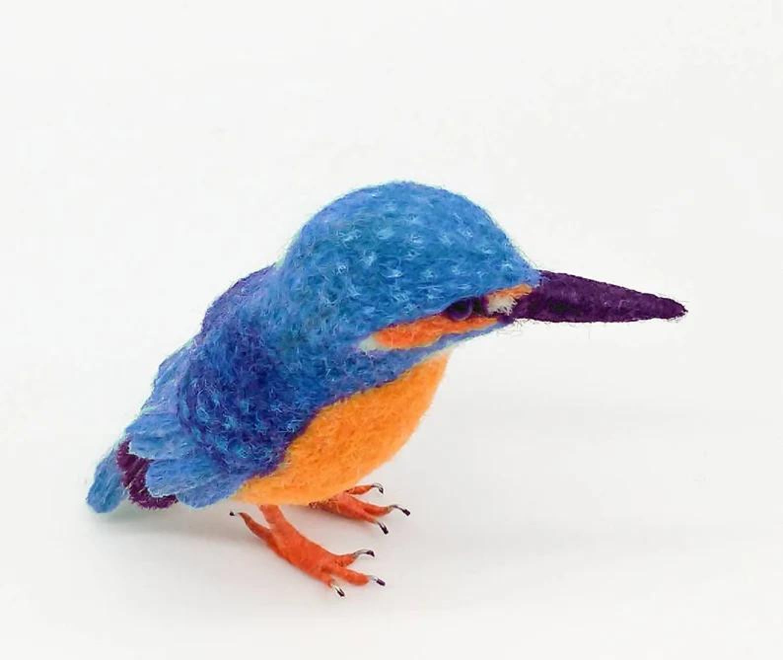 Needle Felted Kingfisher: Handmade Wool Bird Sculpture - Etsy