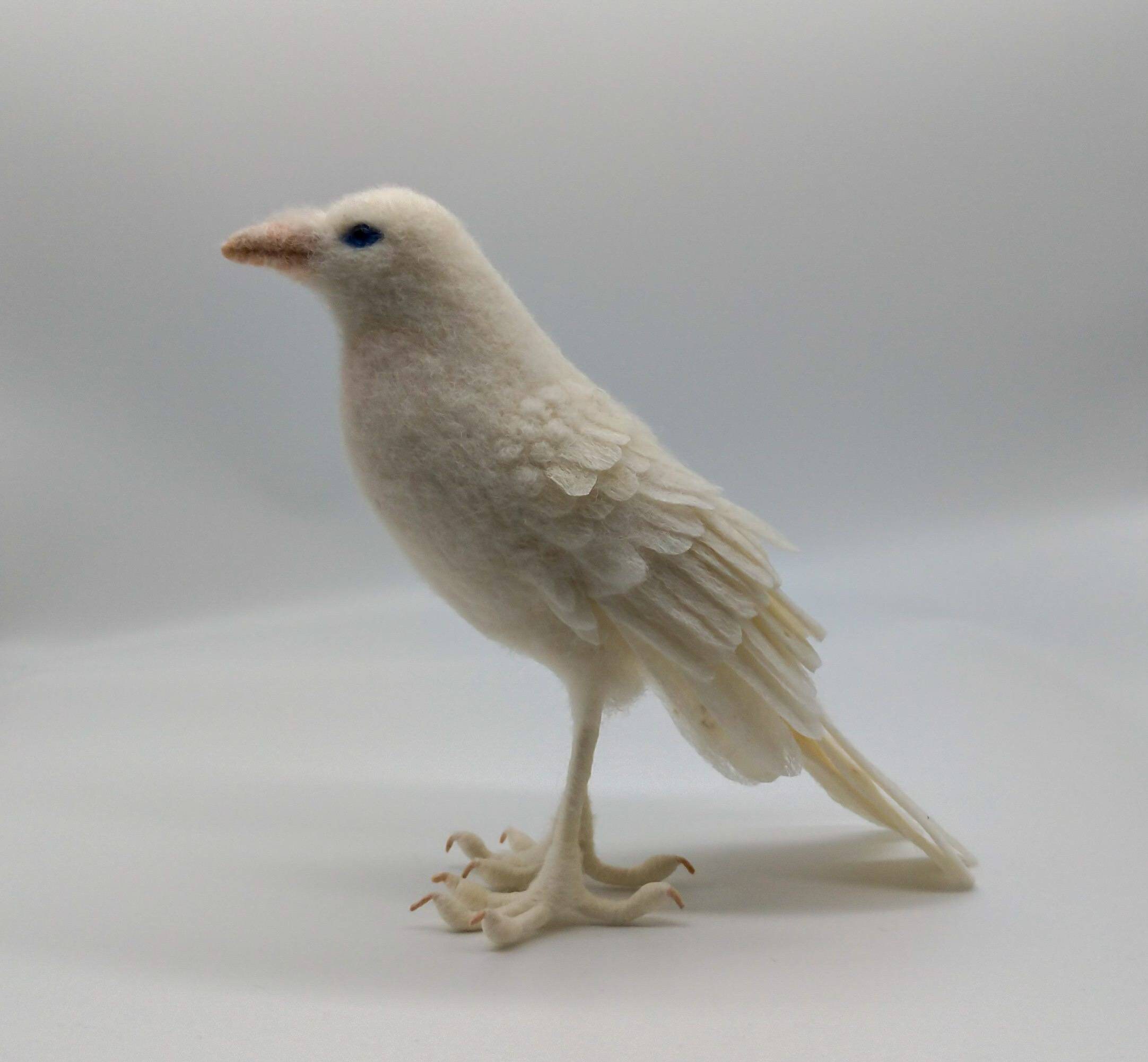 Felted White Raven Needlefelted Albino Raven Sculpted Raven - Etsy