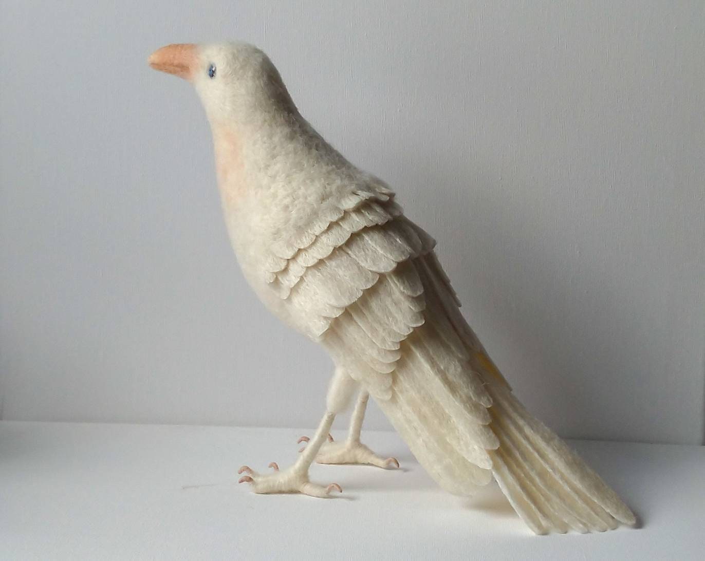 Felted White Raven Needlefelted Albino Raven Sculpted Raven - Etsy